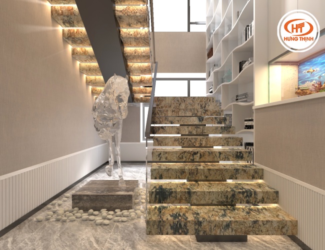 25+ Mẫu Đá Hoa Cương Cầu Thang (Đá Granite) Đẹp Và Sang Trọng